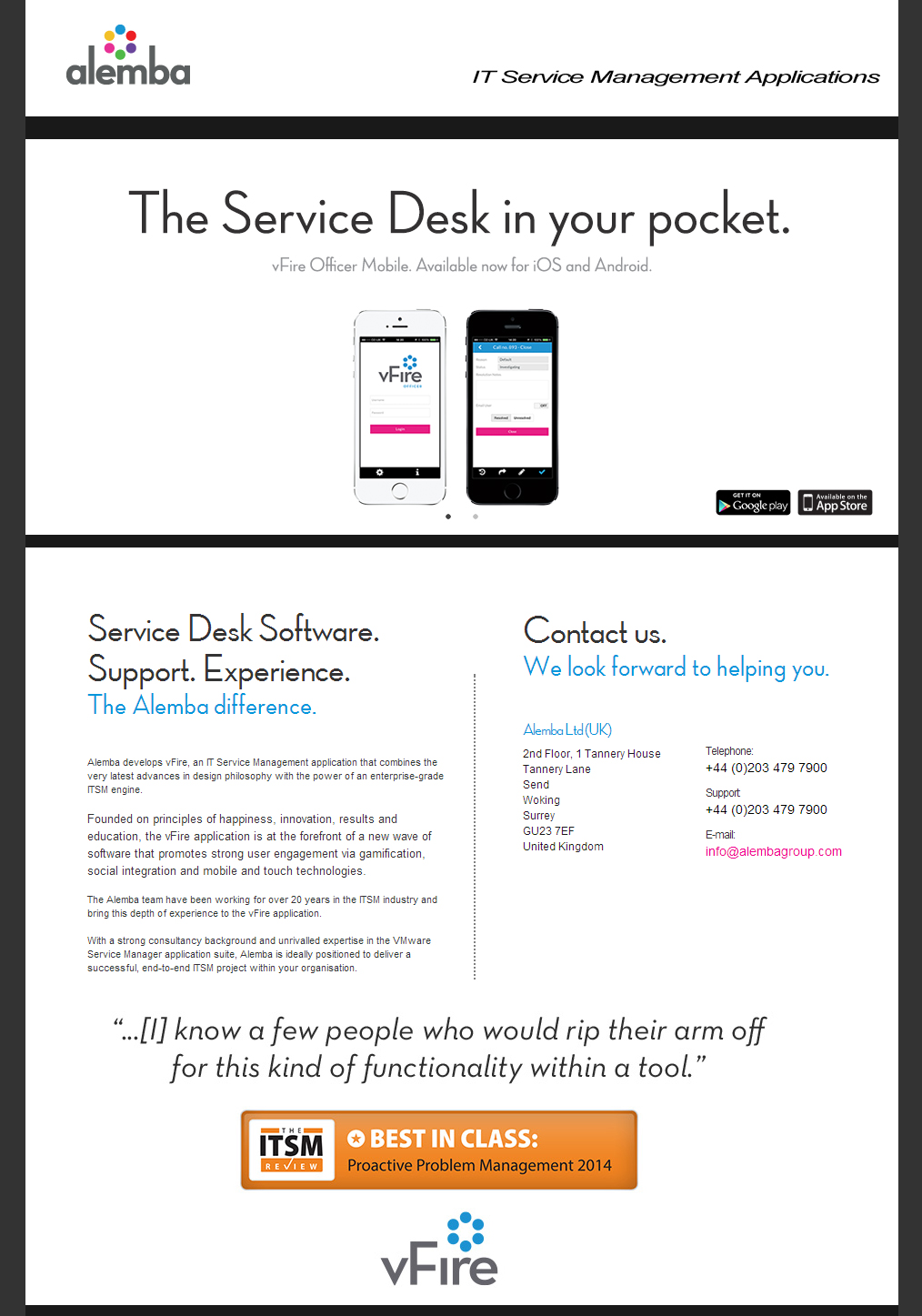 Alemba IT Service Management ITSM Software London